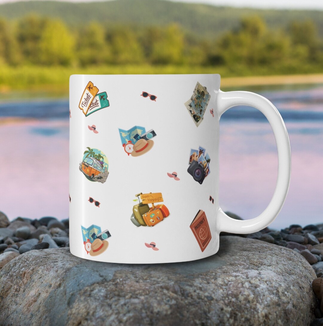 Travel Stickers Ceramic Mug, Travel Mug, Ceramic Mug, Cute Travel Mug ...