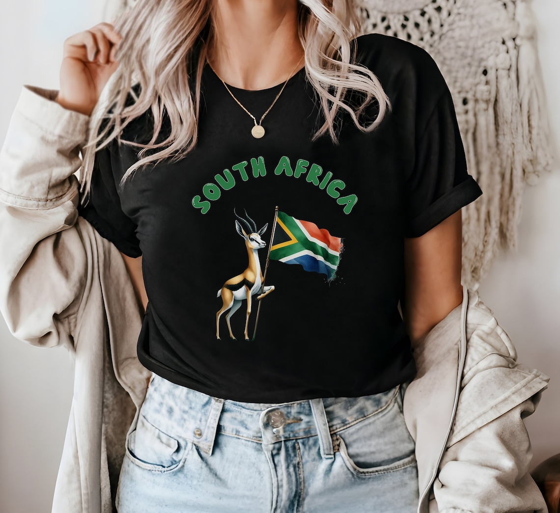 South Africa Flag T-shirt, Springbok T-shirt, South African Antelope T ...