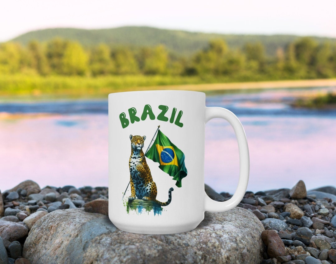 Brazilian Jaguar Mug, Brazil Flag Mug, Jaguar Brazilian Flag, Brazilian ...