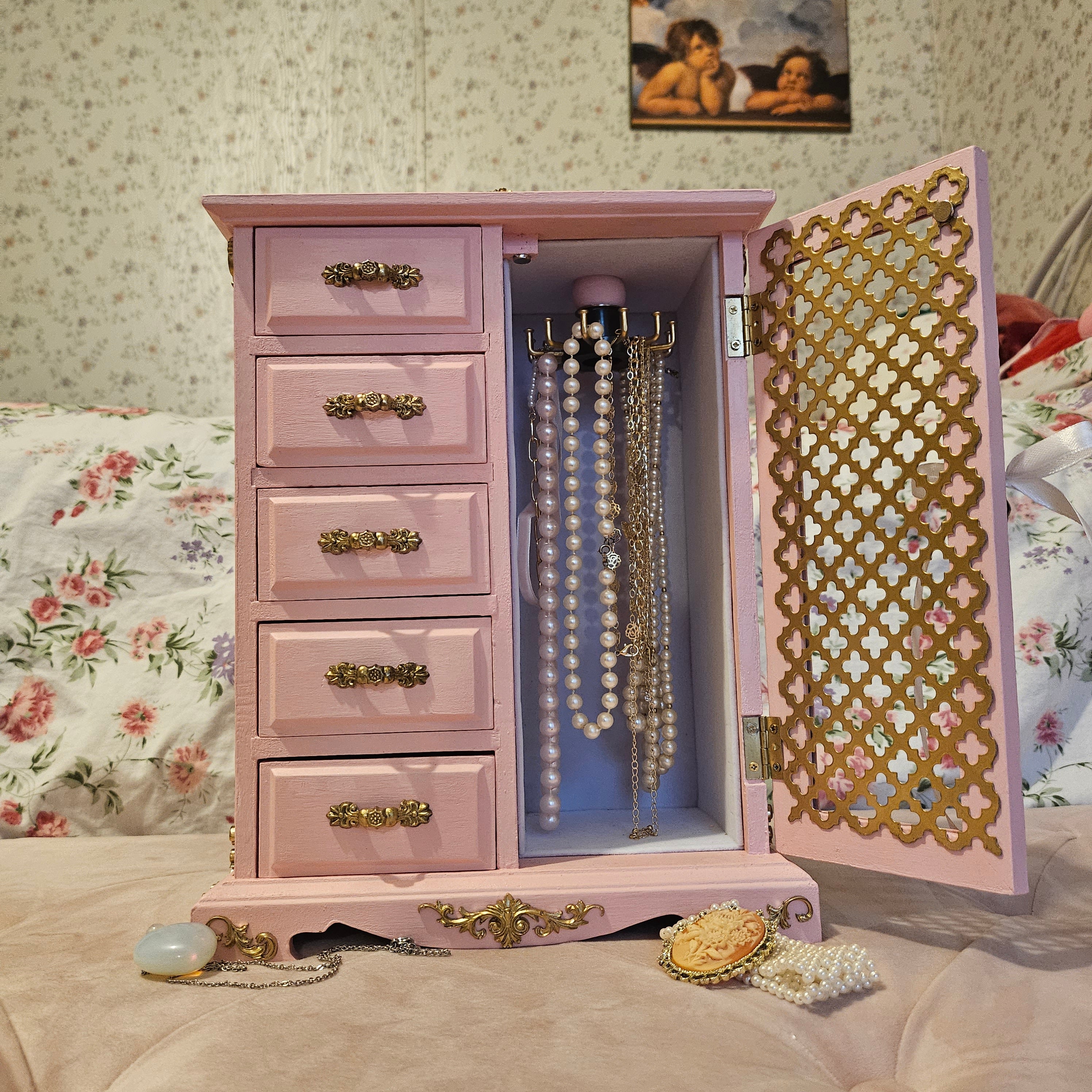 Pink Rococo Jewelry Box, Soft New Lining, Coquette, Music Box, Unique ...