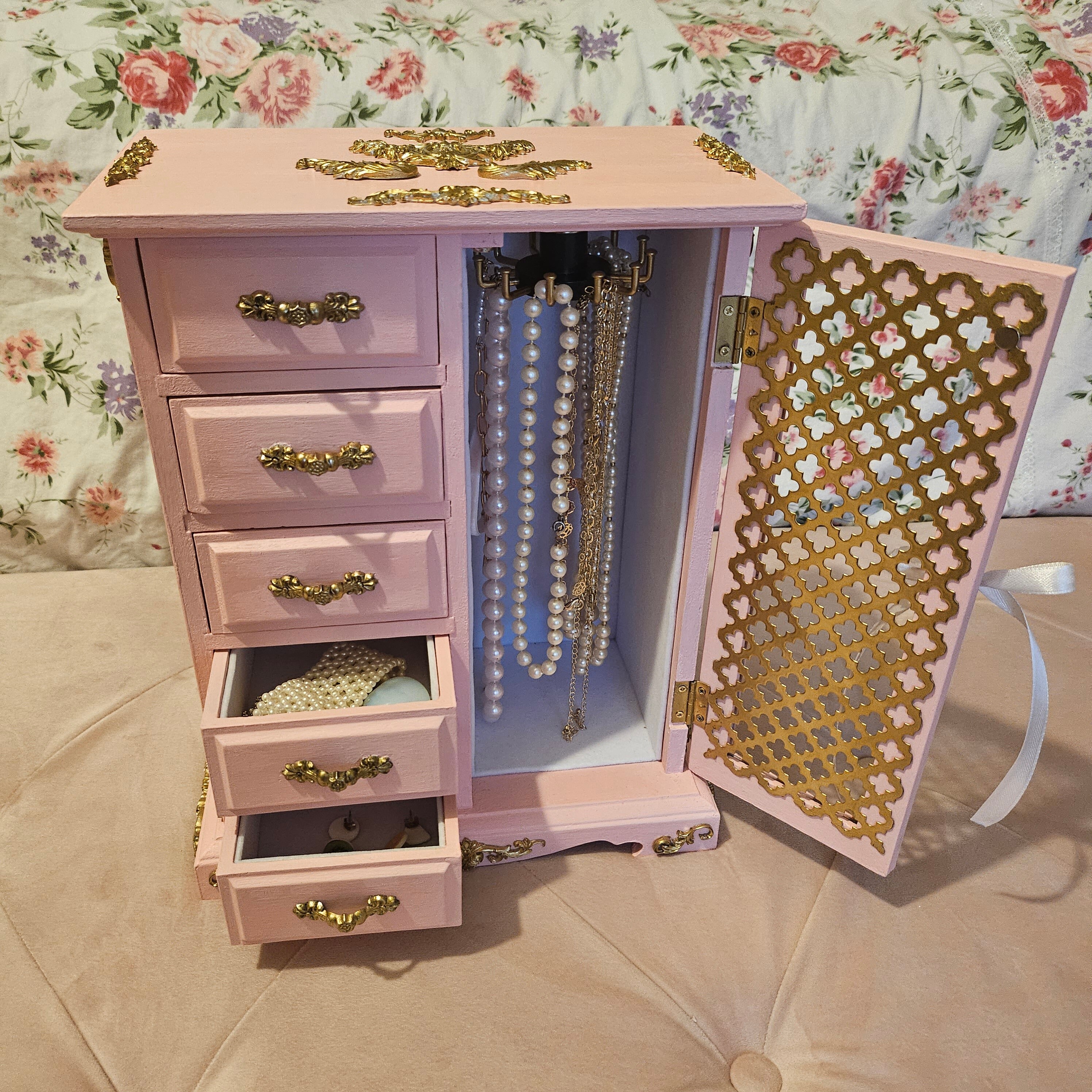 Pink Rococo Jewelry Box, Soft New Lining, Coquette, Music Box, Unique ...