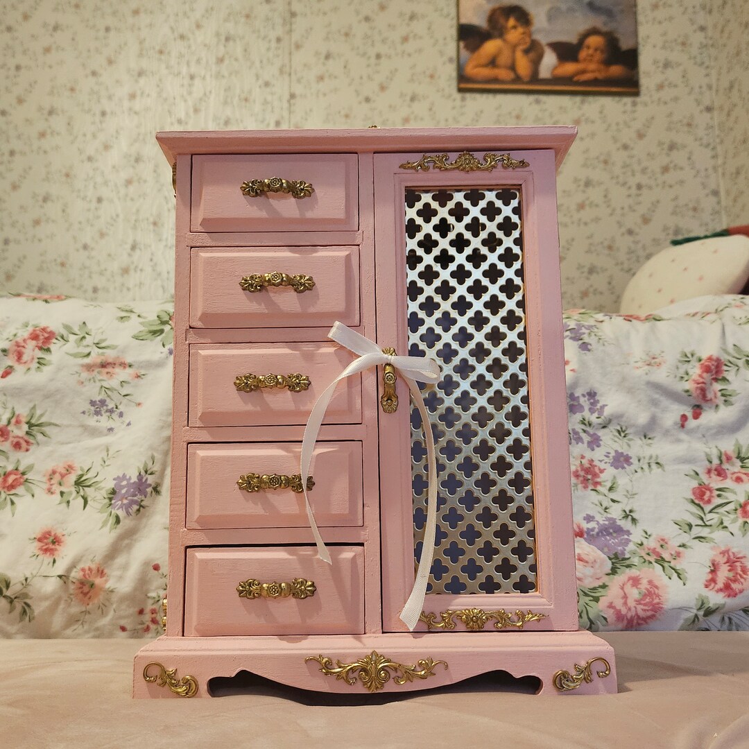 Pink Rococo Jewelry Box, Soft New Lining, Coquette, Music Box, Unique ...