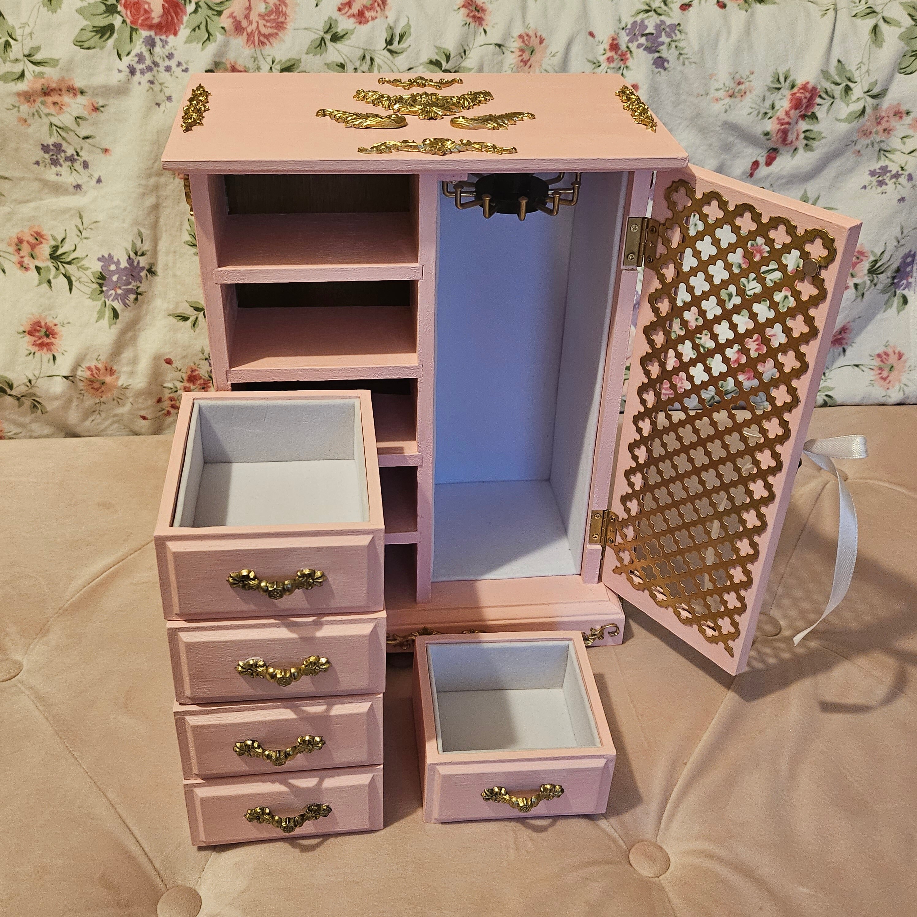 Pink Rococo Jewelry Box, Soft New Lining, Coquette, Music Box, Unique ...