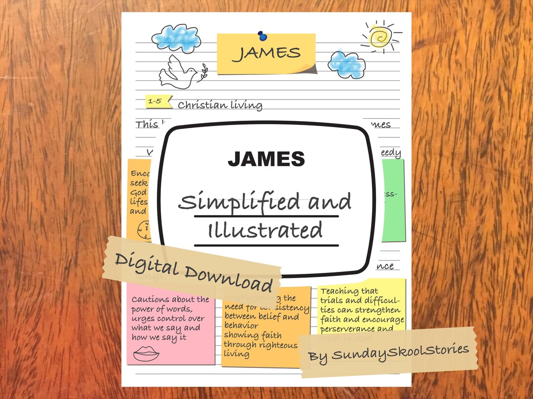 Printable Illustrated Bible Study Guide for Kids Simplified Books James ...
