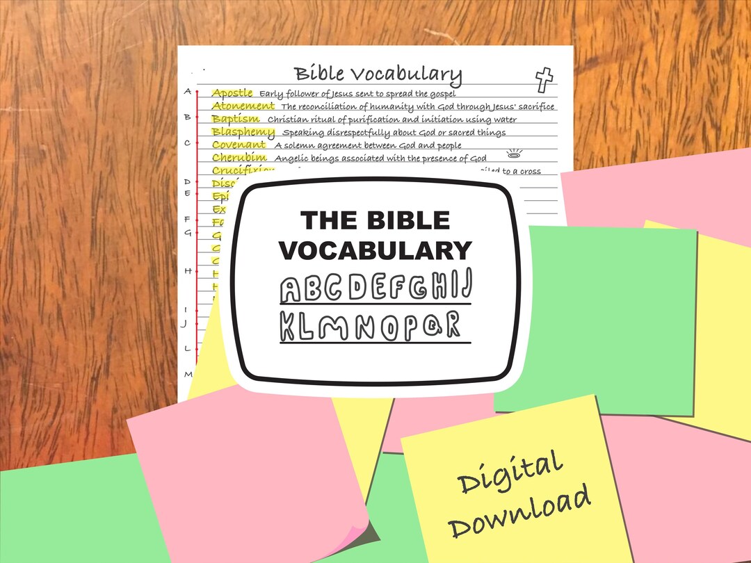 Printable Illustrated Bible Vocabulary for Sunday School Vocabulary ...