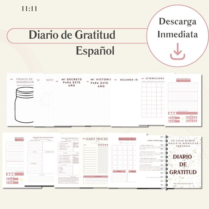 Diario de Gratitud Imprimible en Español, Diario de Registro Diario de ...