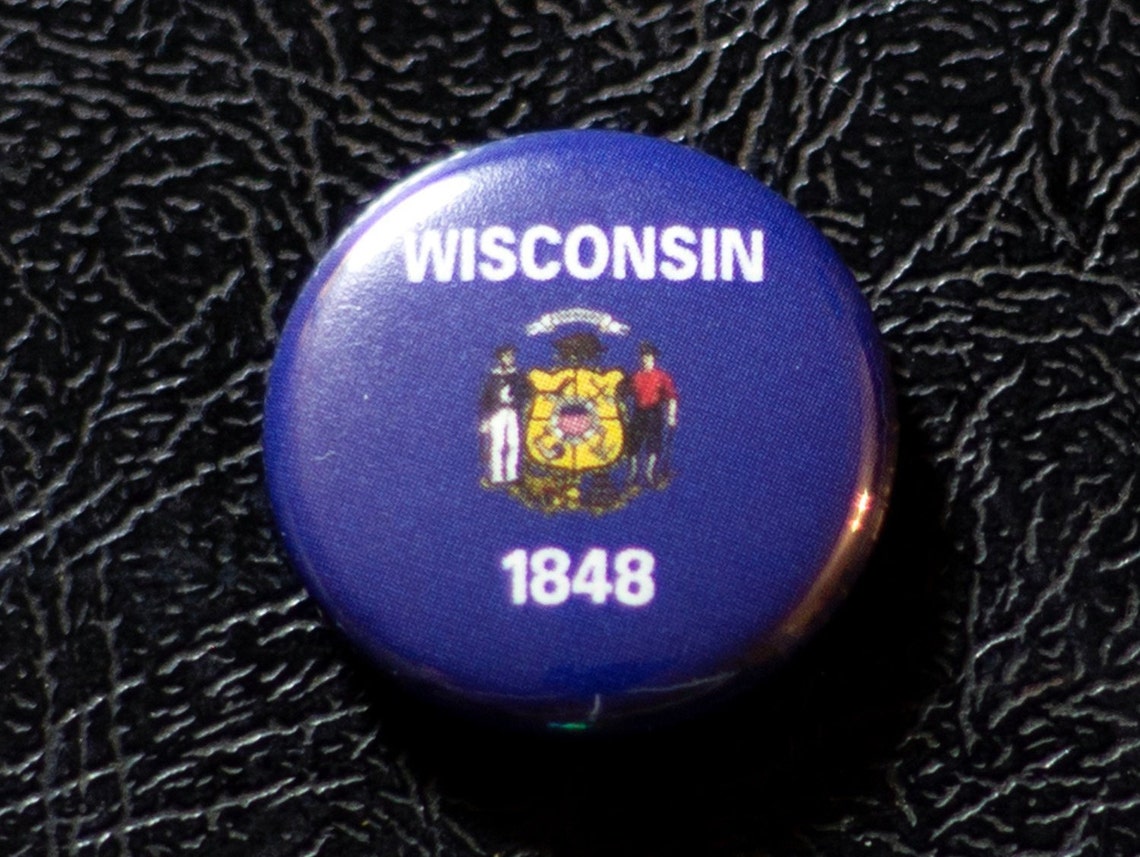 1 or 7/8 Wisconsin flag pinback button pin | Etsy