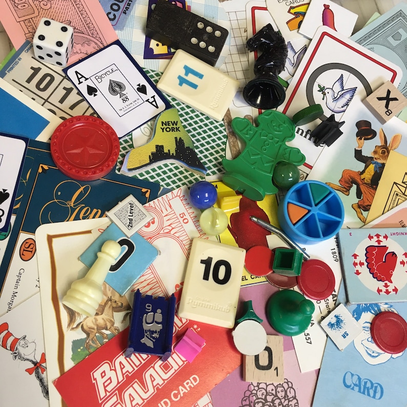 Vintage Game Pieces 60+, Collage, Altered Art, Repurpose, Reuse ...