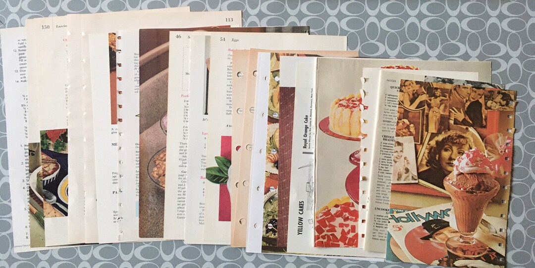 Vintage Cookbook Page Pack 20+ Pages From 17 Different Vintage ...