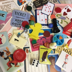 Vintage Game Pieces 60+, Collage, Altered Art, Repurpose, Reuse ...