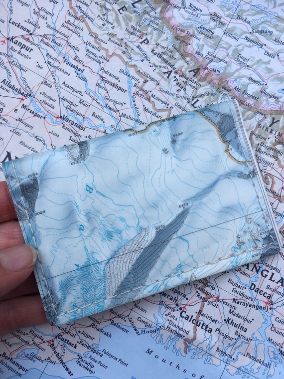 Credit Card Wallet Mount Everest Map Wallet Business Card - Etsy