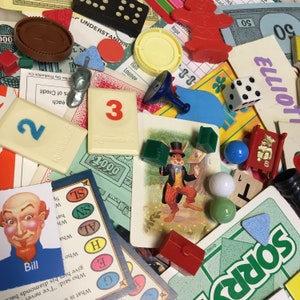 Vintage Game Pieces 60+, Collage, Altered Art, Repurpose, Reuse ...