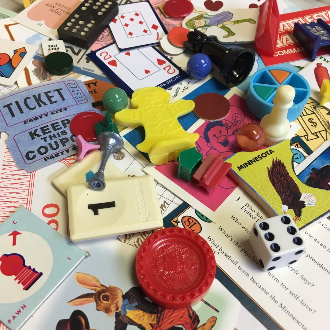 Vintage Game Pieces 60+, Collage, Altered Art, Repurpose, Reuse ...