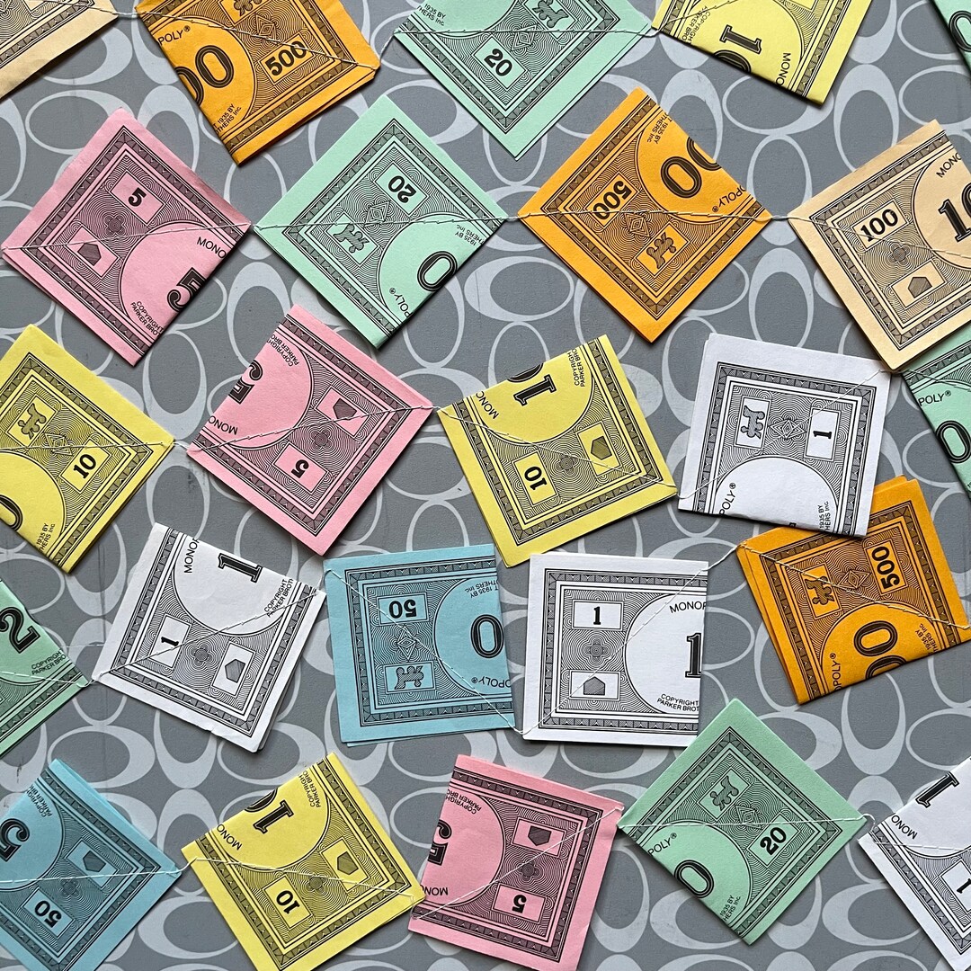 Paper Garland | Monopoly Money | Handmade | 11 Feet | Vintage ...
