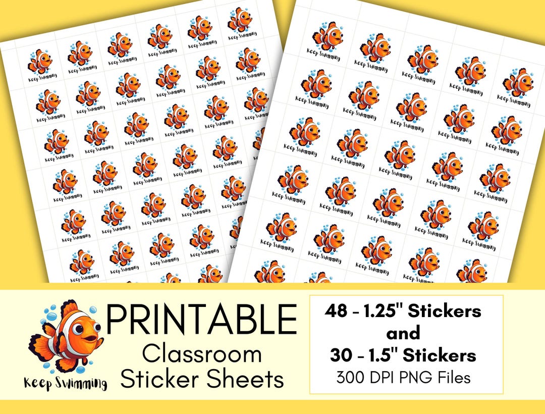 Easy Cut Classroom Stickers, Instant Download, Summer School Stickers ...