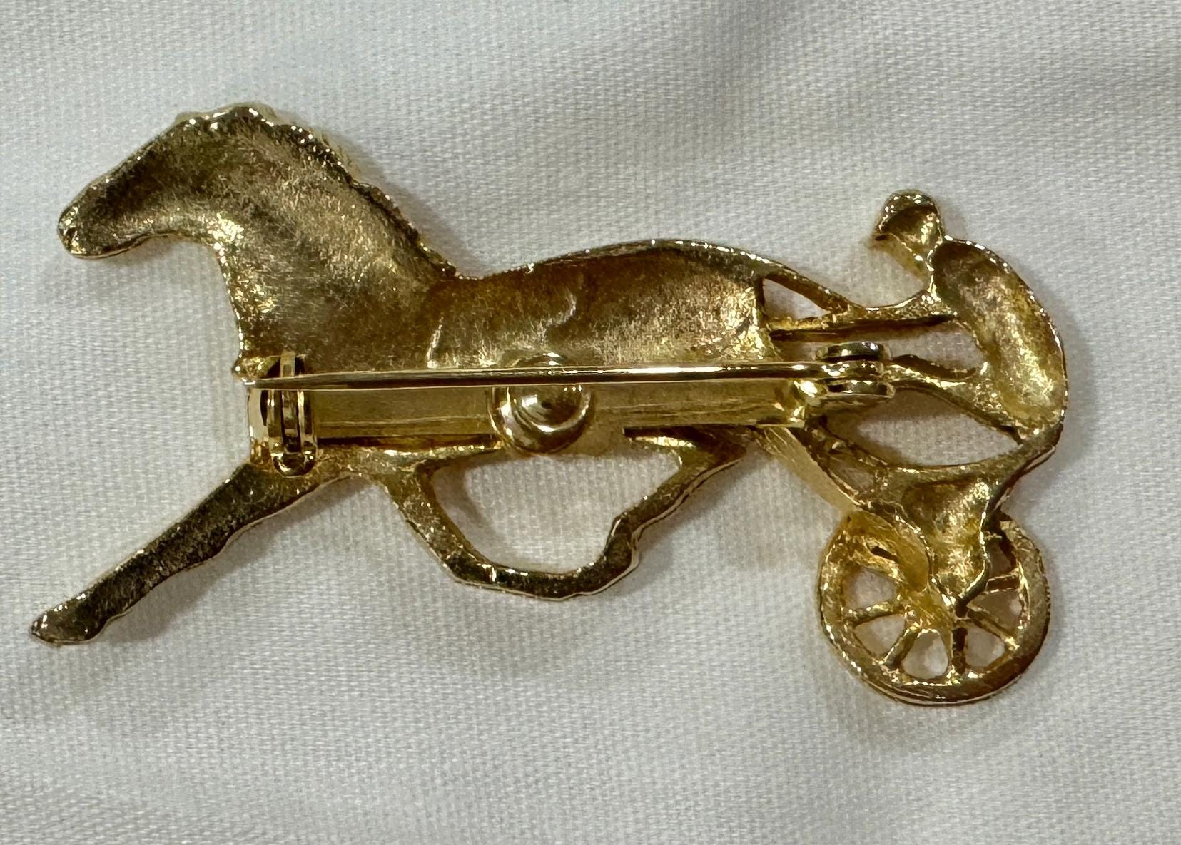 Vintage Sulky Racing Harness Horse & Jockey Brooch Gold Tone - Etsy