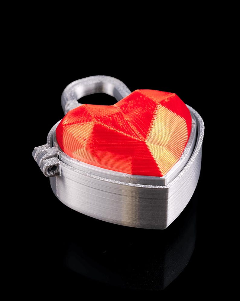 3D Printed Heart Lock Box, Ruby Red Gem, Keepsake Jewelry Storage - Etsy