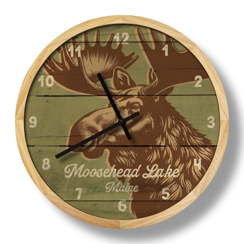 Personalized Moose Wood Wall Clock - 12" Diameter - Etsy