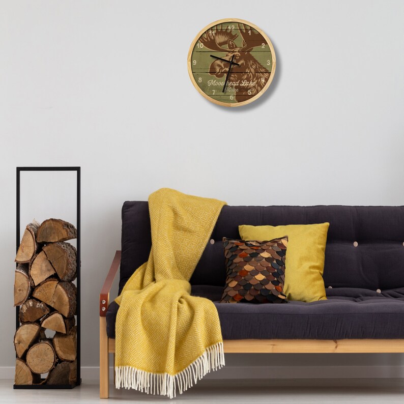Personalized Moose Wood Wall Clock - 12" Diameter - Etsy