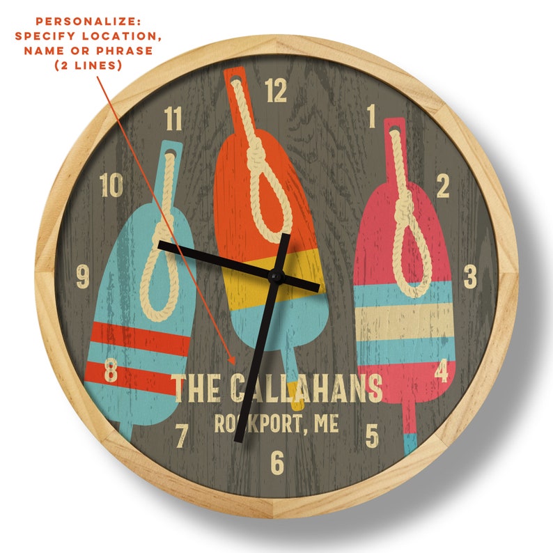 Personalized Buoys Wood Wall Clock - 12" Diameter - Etsy