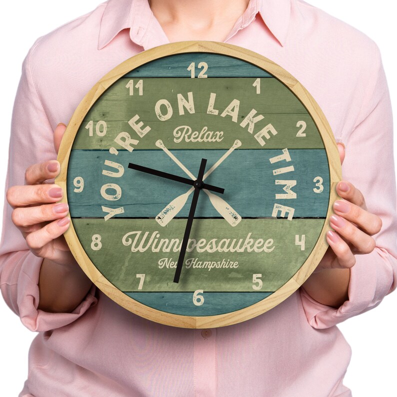 Personalized Lake Time Wood Wall Clock - 12" Diameter - Etsy