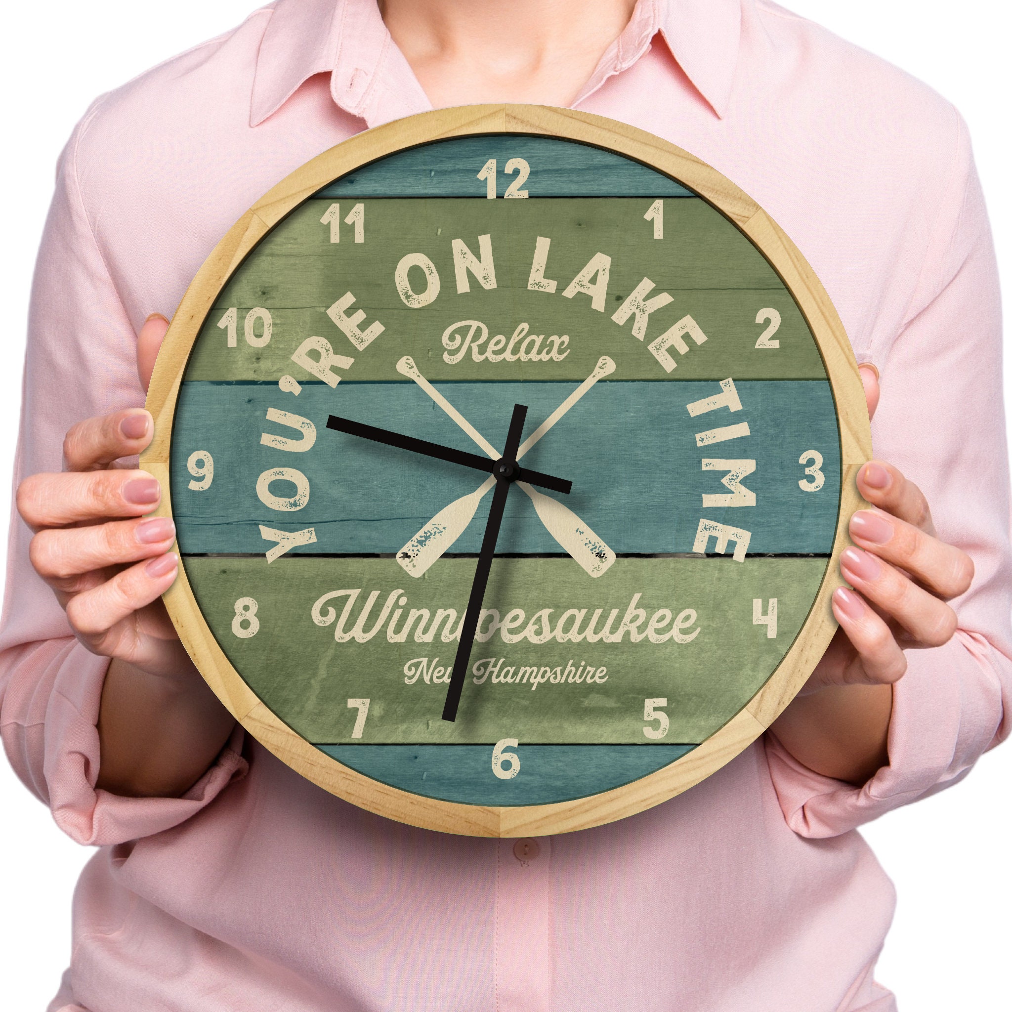 Personalized Lake Time Wood Wall Clock - 12" Diameter - Etsy