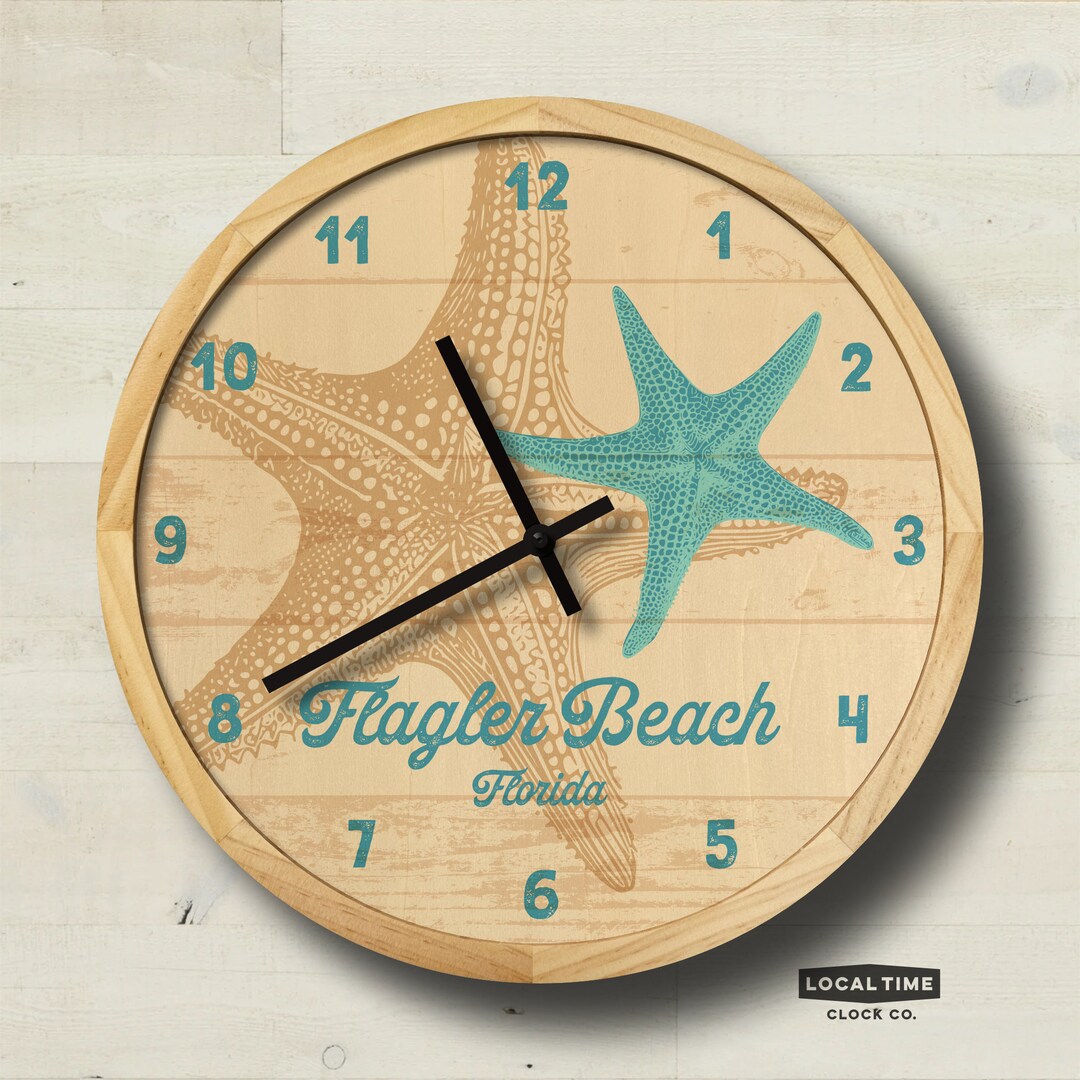 Personalized Starfish Wood Wall Clock - 12" Diameter - Etsy