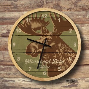 Personalized Moose Wood Wall Clock - 12" Diameter - Etsy