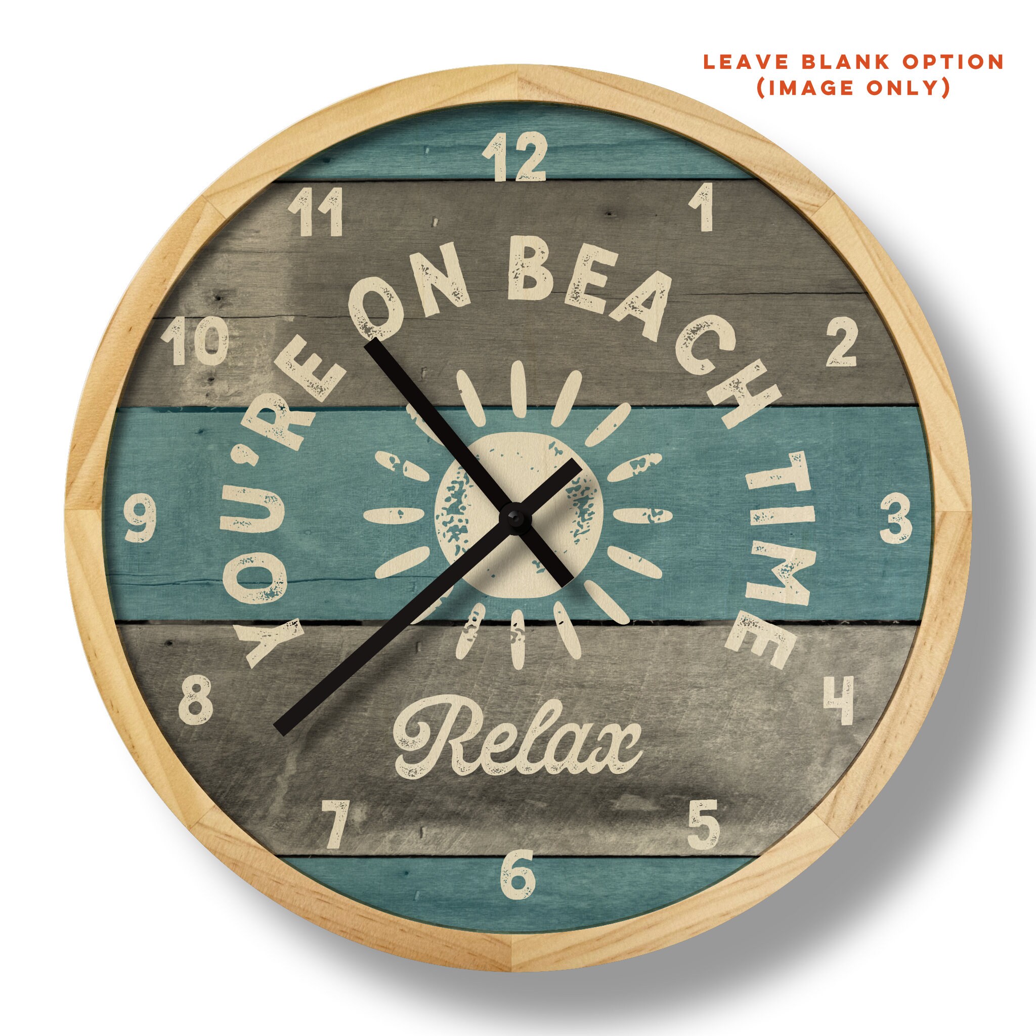 Personalized Beach Time Wood Wall Clock - 12" Diameter - Etsy