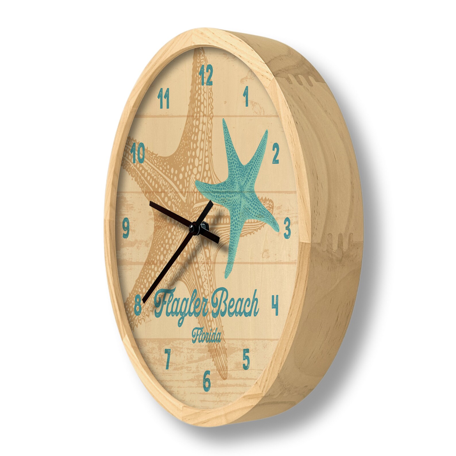 Personalized Starfish Wood Wall Clock - 12" Diameter - Etsy