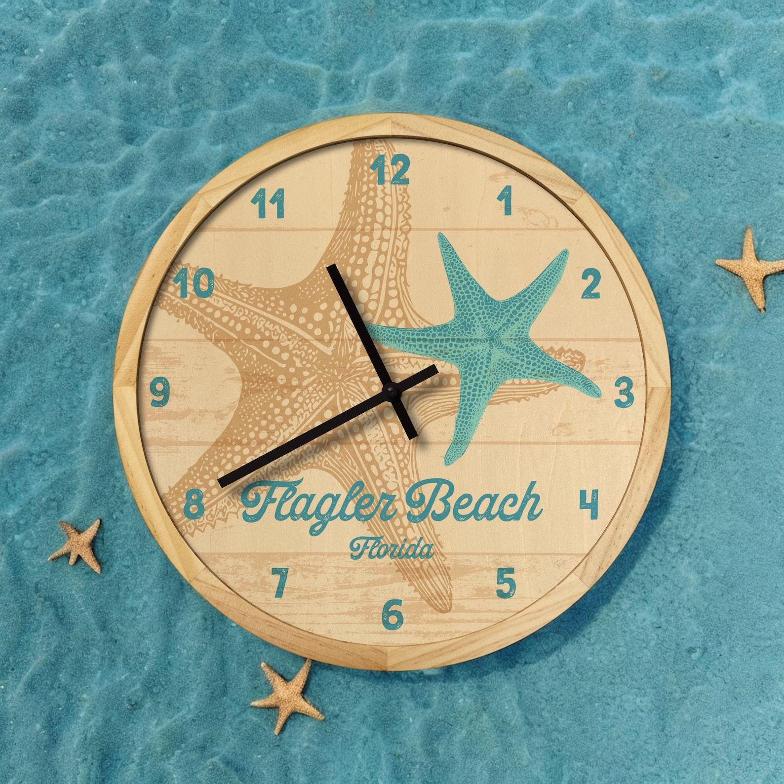 Personalized Starfish Wood Wall Clock - 12" Diameter - Etsy