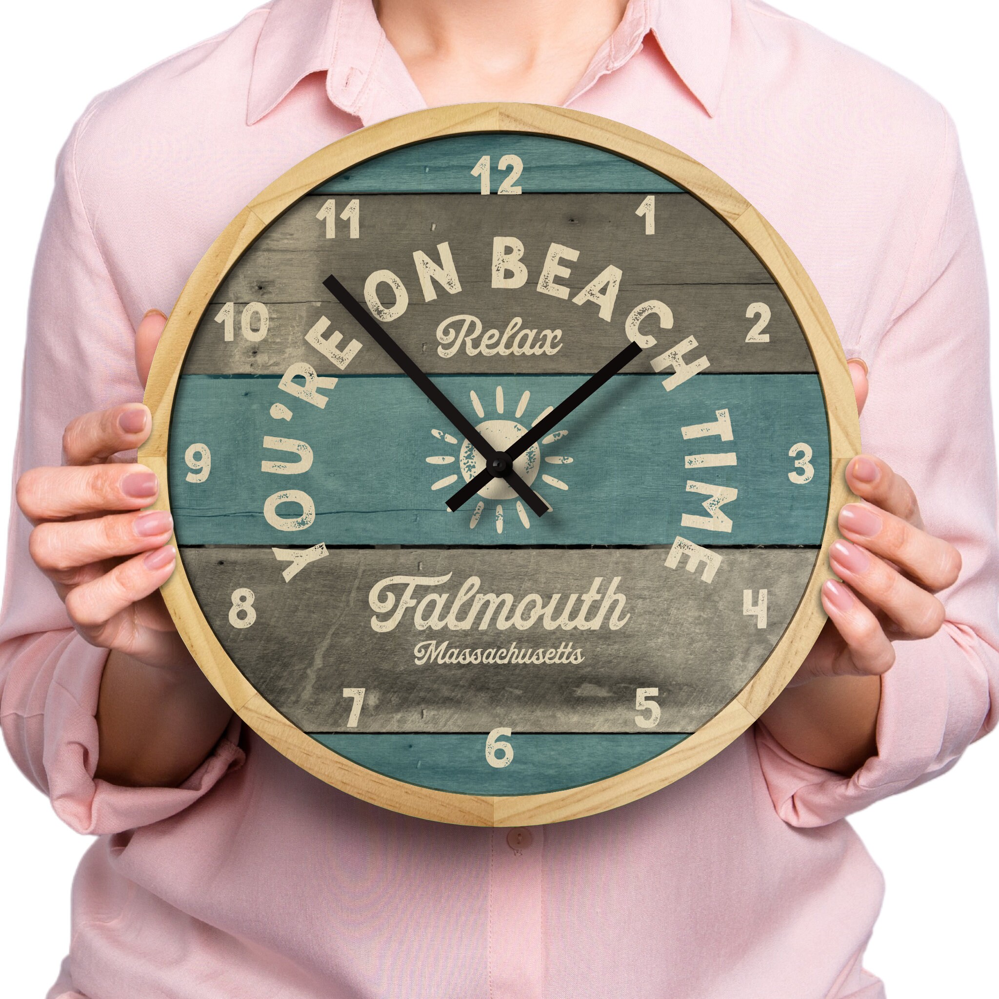 Personalized Beach Time Wood Wall Clock - 12" Diameter - Etsy