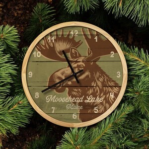 Personalized Moose Wood Wall Clock - 12" Diameter - Etsy