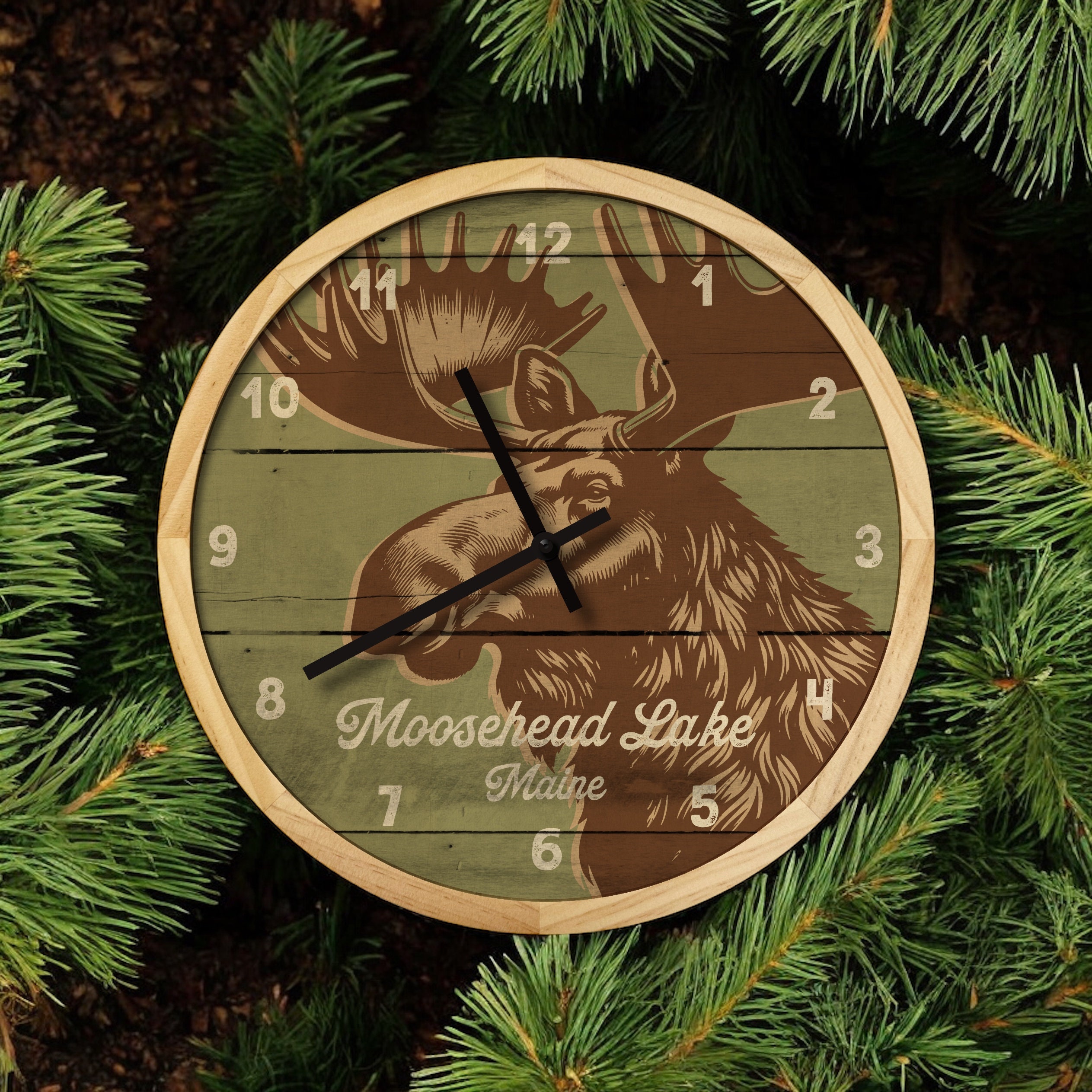 Personalized Moose Wood Wall Clock - 12" Diameter - Etsy