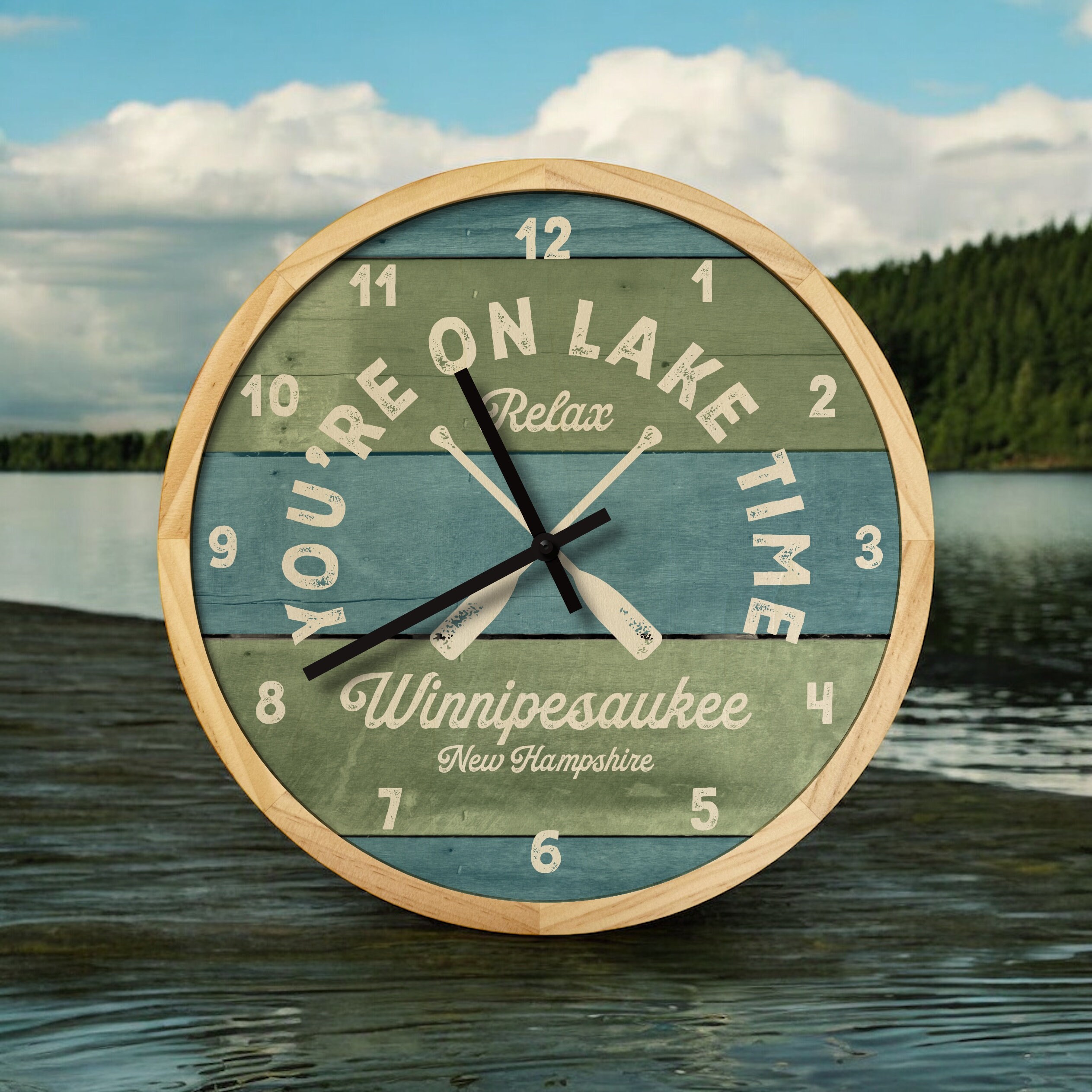 Personalized Lake Time Wood Wall Clock - 12" Diameter - Etsy