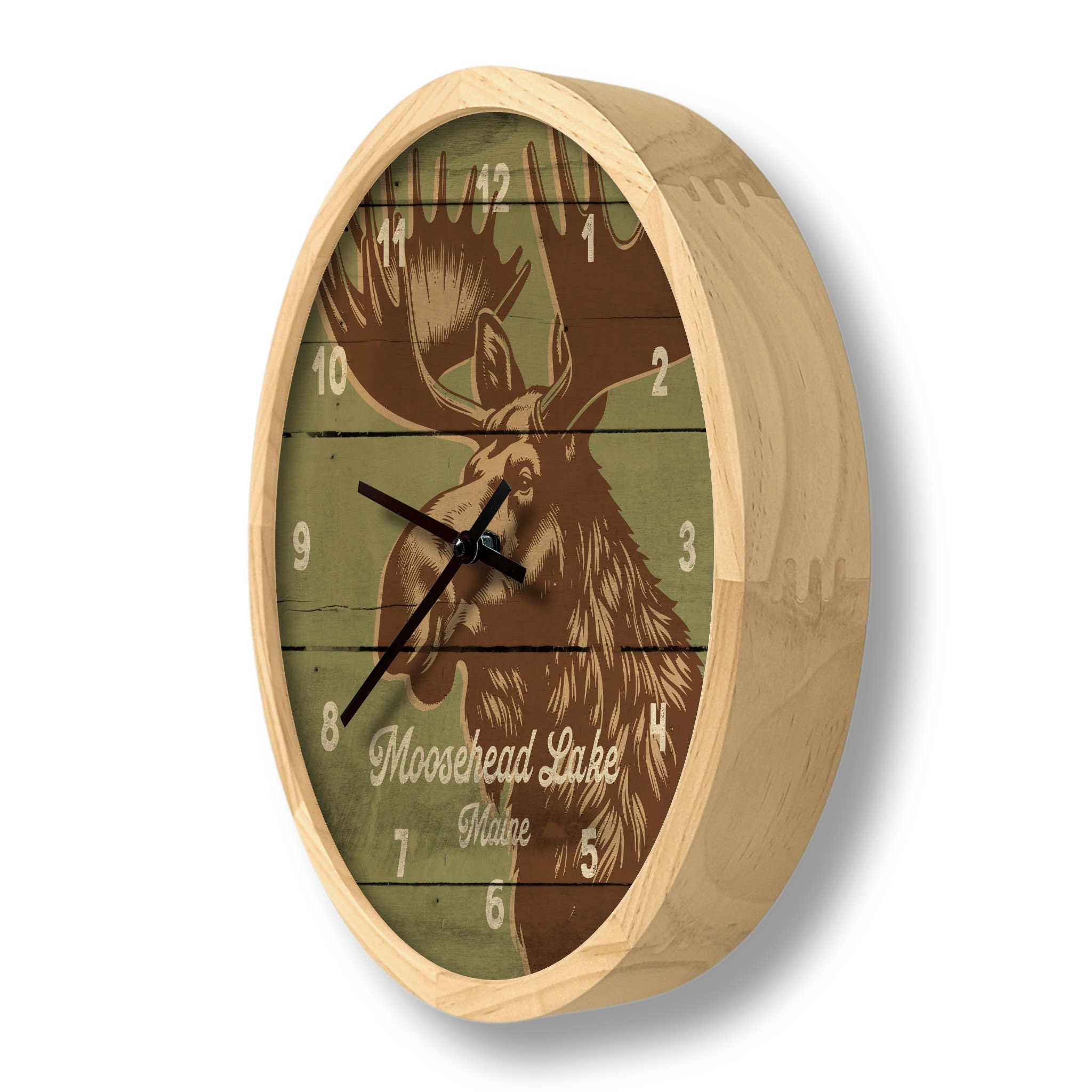 Personalized Moose Wood Wall Clock - 12" Diameter - Etsy