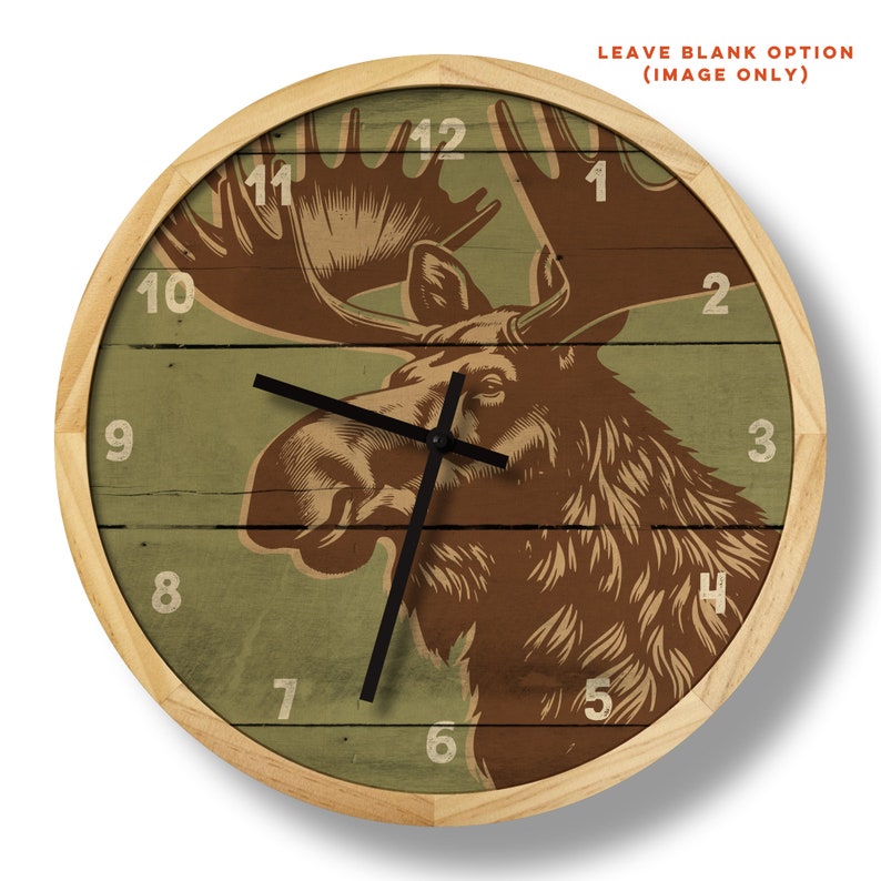Personalized Moose Wood Wall Clock - 12" Diameter - Etsy