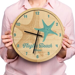 Personalized Starfish Wood Wall Clock - 12" Diameter - Etsy