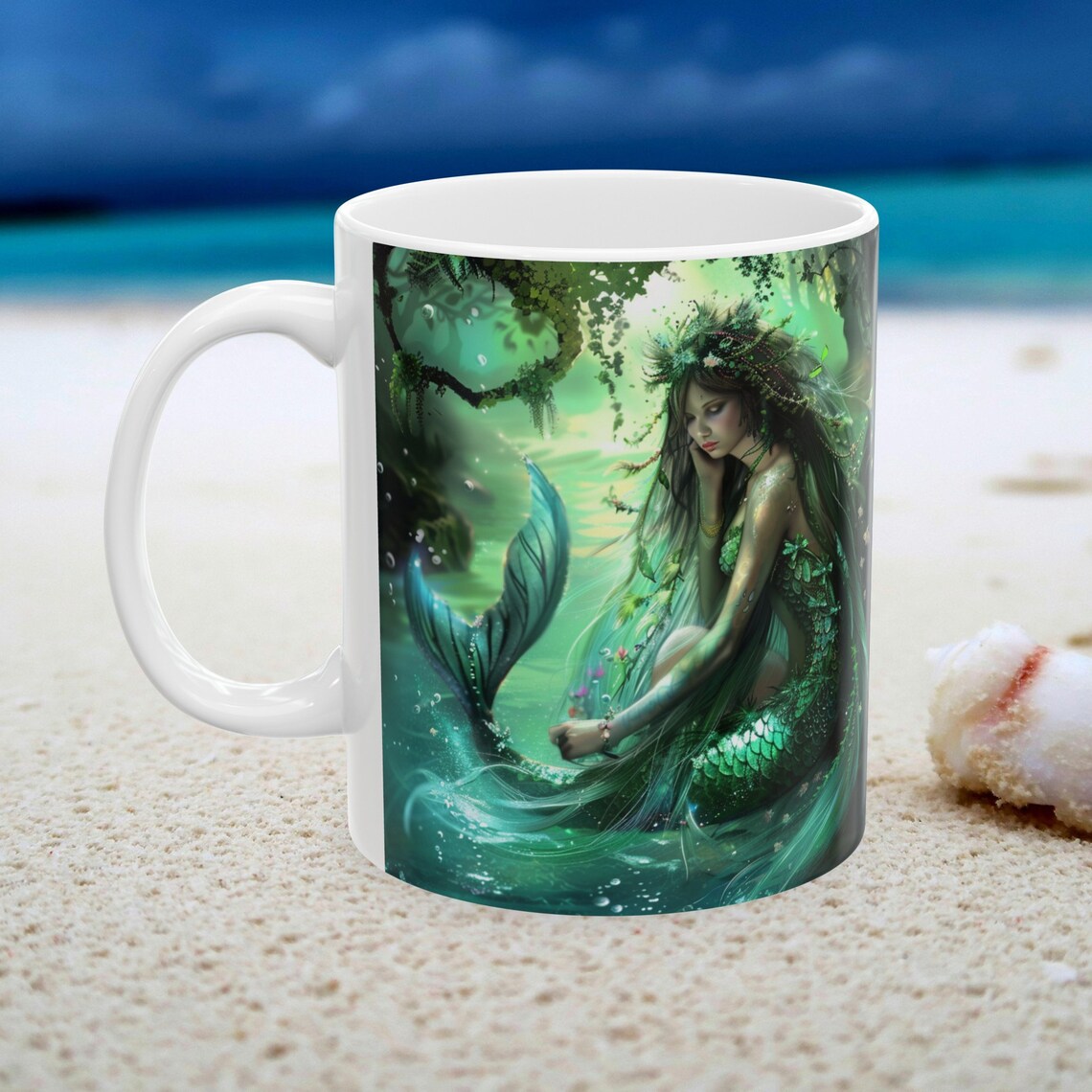 Ceramic Mug, (11oz) "enchanting Mermaid Serenity: Mystical Mug for ...