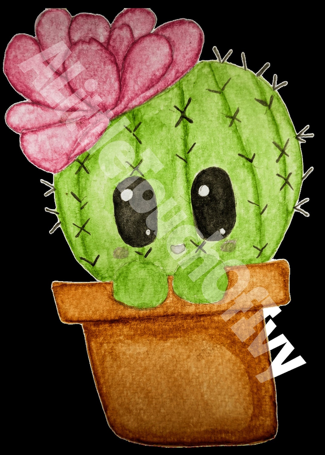 Watercolor Chibi Cactus SVG - Etsy