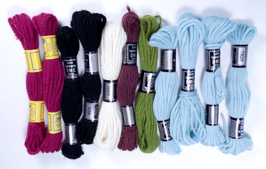 Vintage DMC Virgin Wool Crewel Yarn Lot of Eleven 8.8 Yard Skeins - All ...