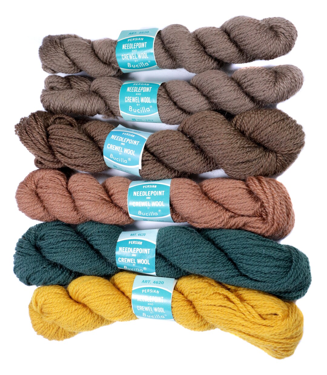 Vintage Bucilla Virgin Wool Crewel Yarn Lot of Four Hanks 40 Yards, 3 ...