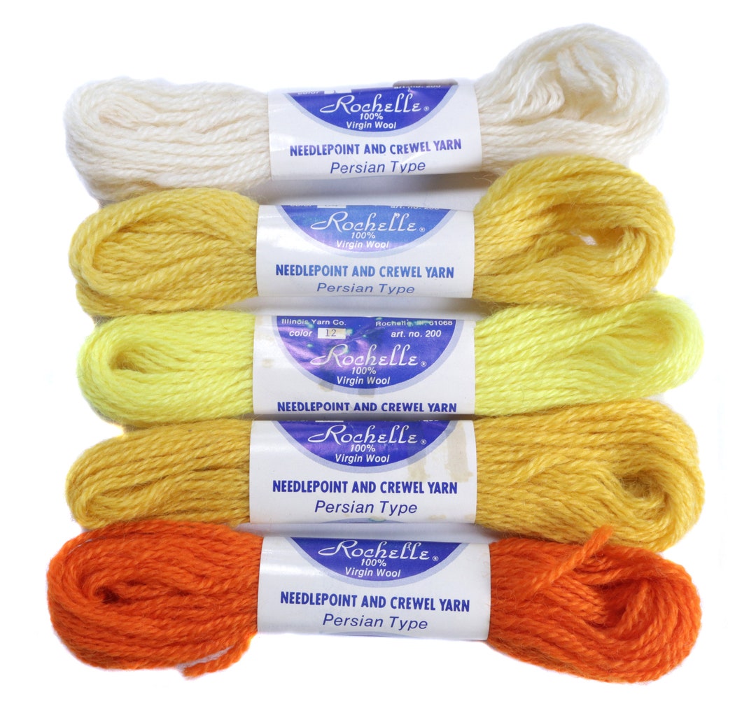 Rochelle Virgen Wool Crewel Yarn Lot of Five Skeans - 10 Yards Each ...