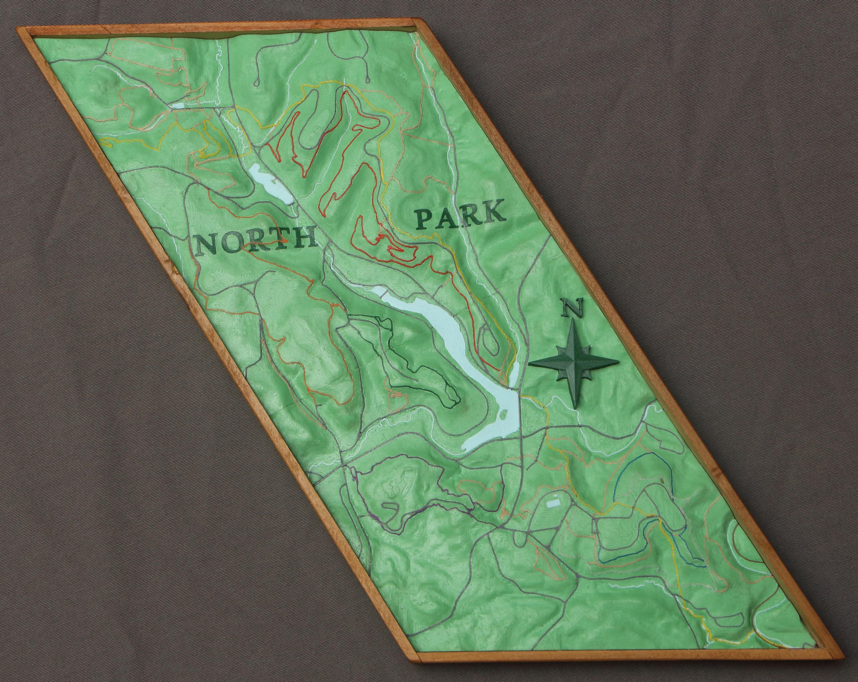 North Park 3D Relief Map With Trails - Etsy