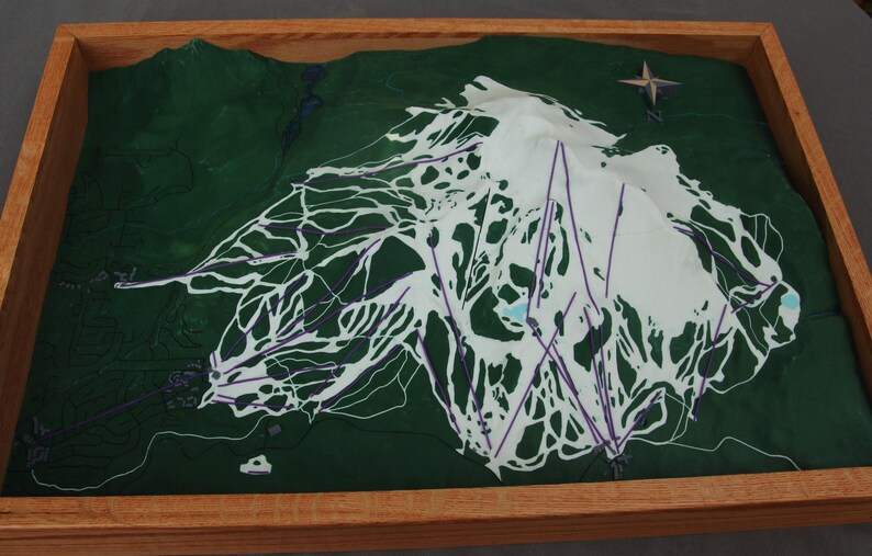 Mammoth Mountain 3D Relief Map With Slopes and Lifts, Green (15.5” X 22 ...