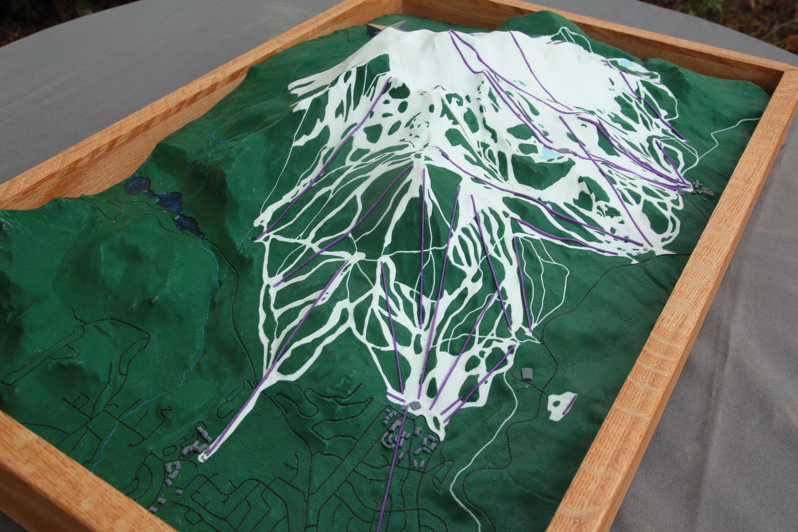 Mammoth Mountain 3D Relief Map With Slopes and Lifts, Green (15.5” X 22 ...