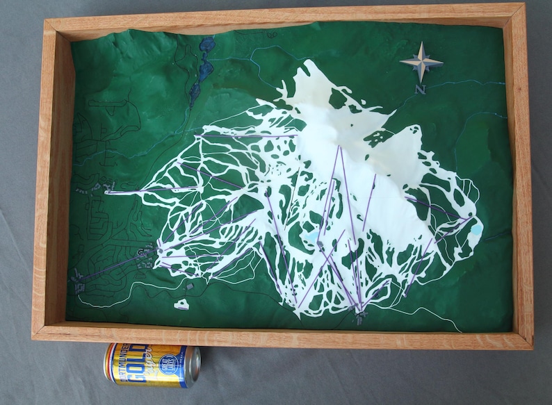 Mammoth Mountain 3D Relief Map With Slopes and Lifts, Green (15.5” X 22 ...