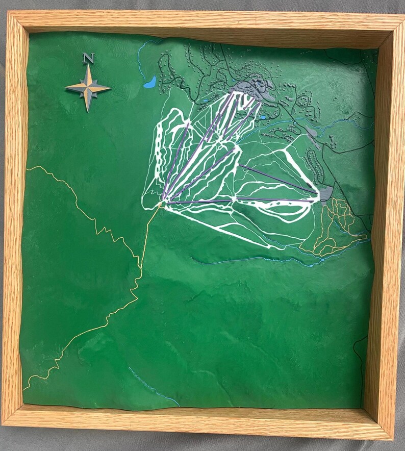 Stratton 3D Relief Map With Slopes and Lifts, Green (21.5" X 15.5") - Etsy