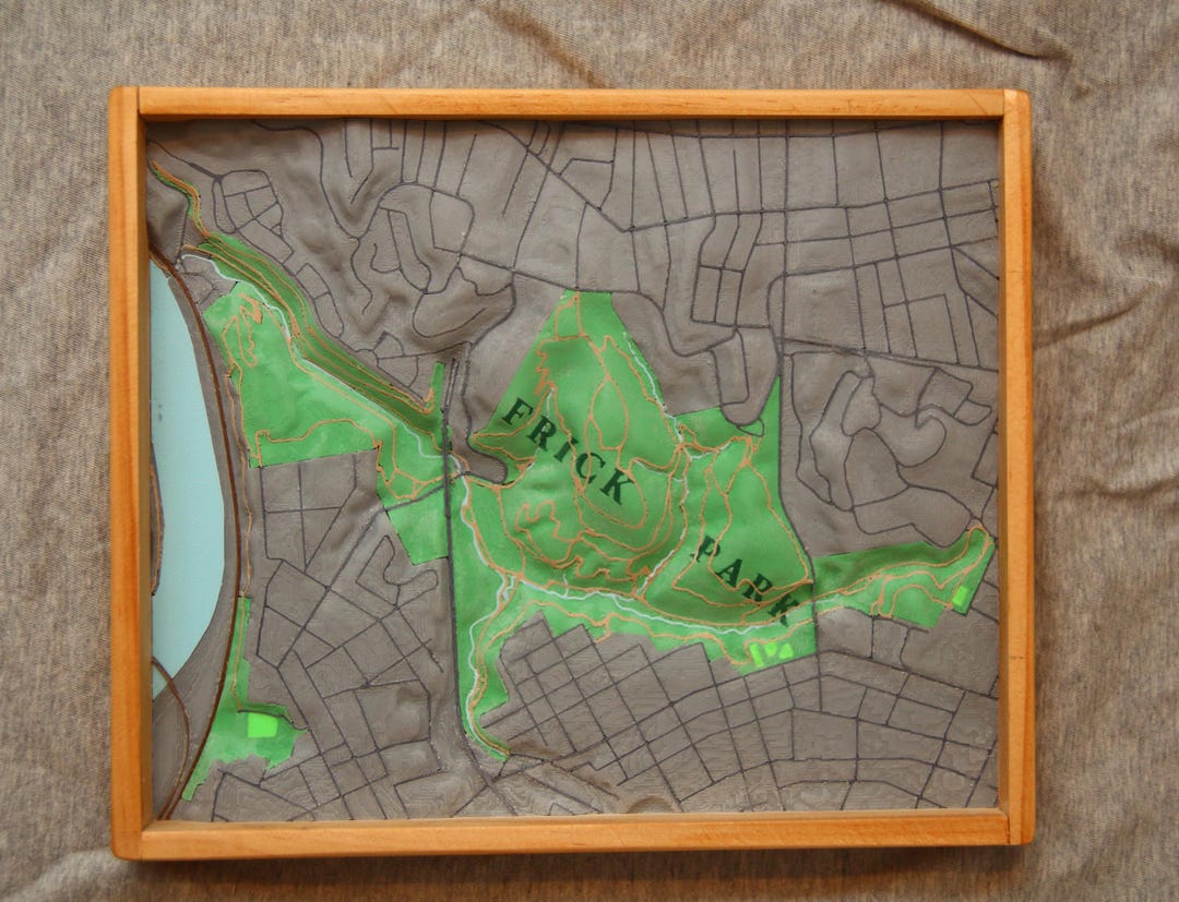 Frick Park, Pittsburgh - 3D Map With Trails 10" X 8.5" - Etsy
