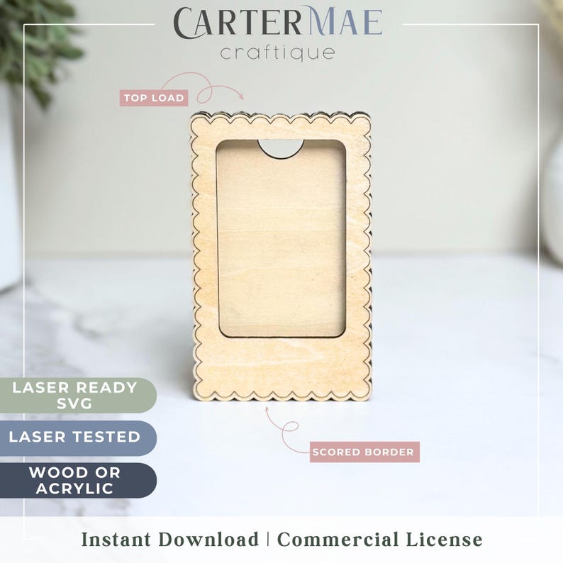 Scalloped Fridge Magnet SVG | 2x3 Photo Frame, Laser Cut File (digital ...